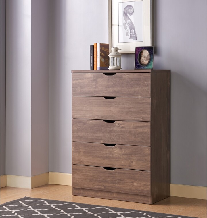 Simplie Fun Modern five drawer clothes and storage chest cabinet with ...