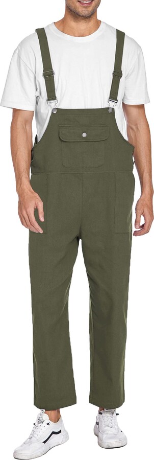 COOFANDY Men's Denim Bib Overalls Fashion Relaxed Fit Casual Jumpsuit ...