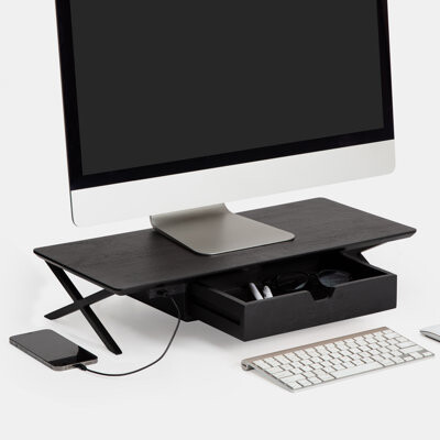 Gracie Oaks Sumekh Wood Monitor Stand With Drawer & USB Port ...