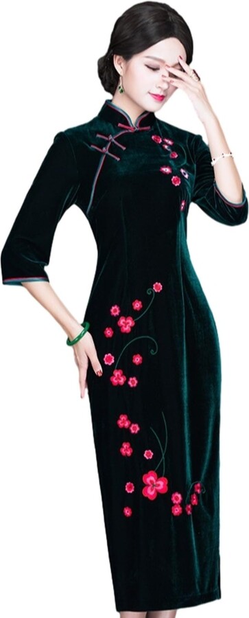KETAFOUND Traditional Chinese Cheongsam - Fashion Velvet Plum Bossom ...