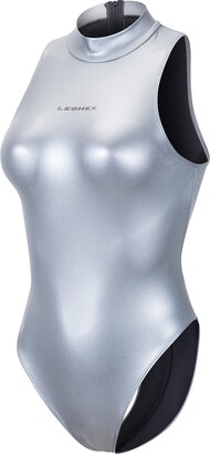 LEOHEX Monokini Metallic Shiny Spandex Leotard Sexy Sheer Rave Hot Body ...