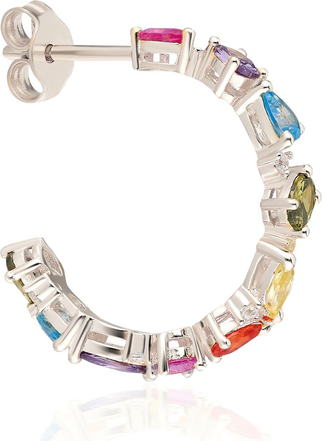 Miss Happiness Women's Sofia Mix Loop Earring - Silver - ShopStyle