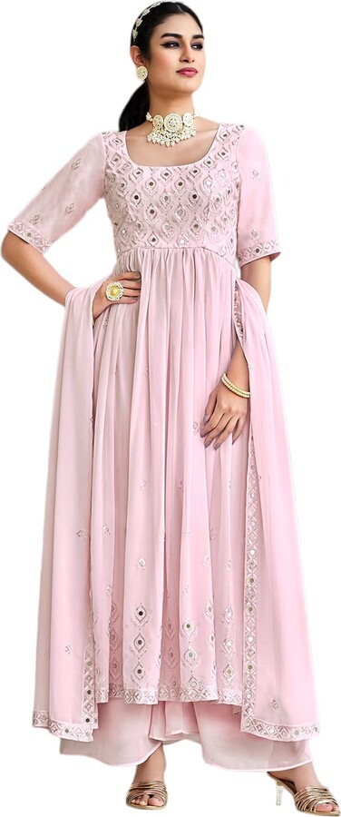 Craftvilla Ready to Wear Indian Anarkali Georgette Embroidery Gown for Womens (Flory-33 ...