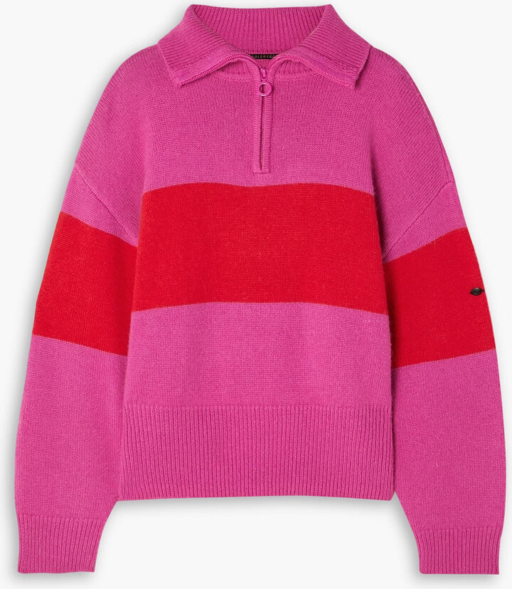 Goldbergh Jules two-tone knitted half-zip sweater - ShopStyle