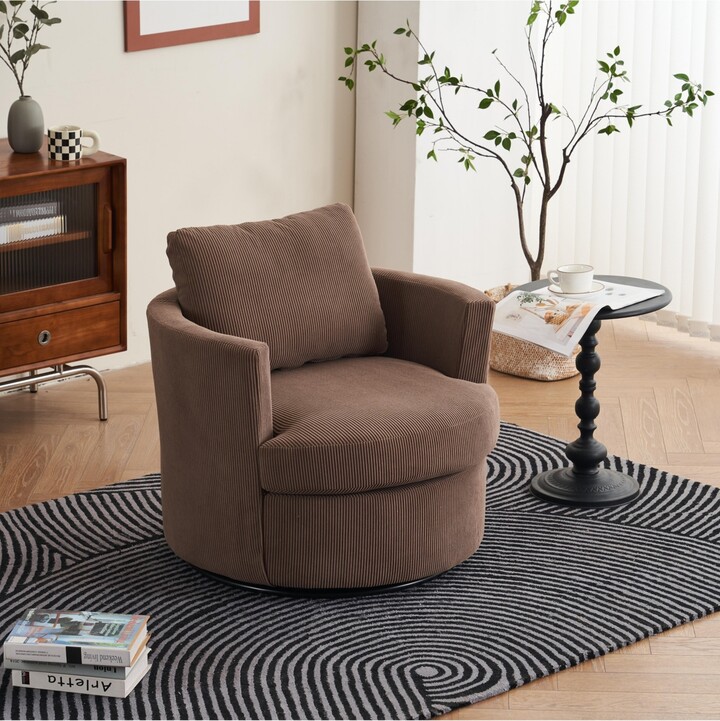 Simplie Fun Plush Swivel Chair with Polyester Upholstery and Pocket ...