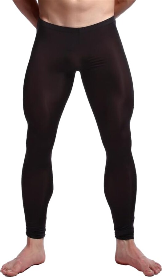 BaronHong Men's Sexy Mesh Sheer Pants Long Johns Night Pants Muscle ...