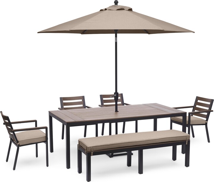 Agio Stockholm Outdoor Aluminum 6-Pc. Dining Set (84" x 42" Rectangle ...