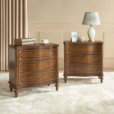 Charlton Home Elfine 28'' W Traditional Curves Nightstand with Charging ...