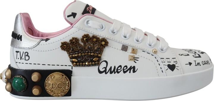 Dolce & Gabbana Queen Crown Chic Leather Women's Sneakers - ShopStyle