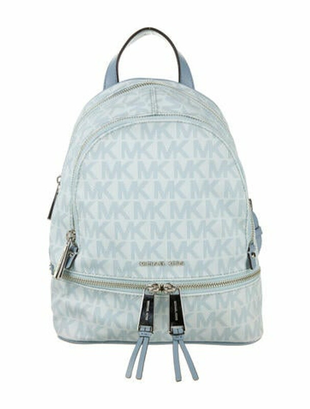 MICHAEL Michael Kors Leather-Trimmed Monogram Backpack Blue - ShopStyle