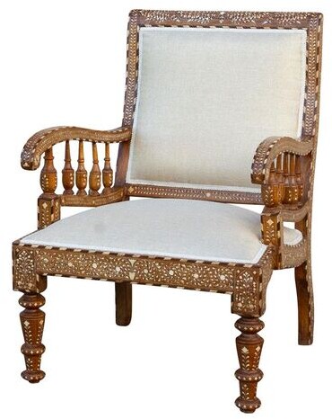 Decor+ Traditional Inlay British Colonial Chair - de-cor - Brown ...
