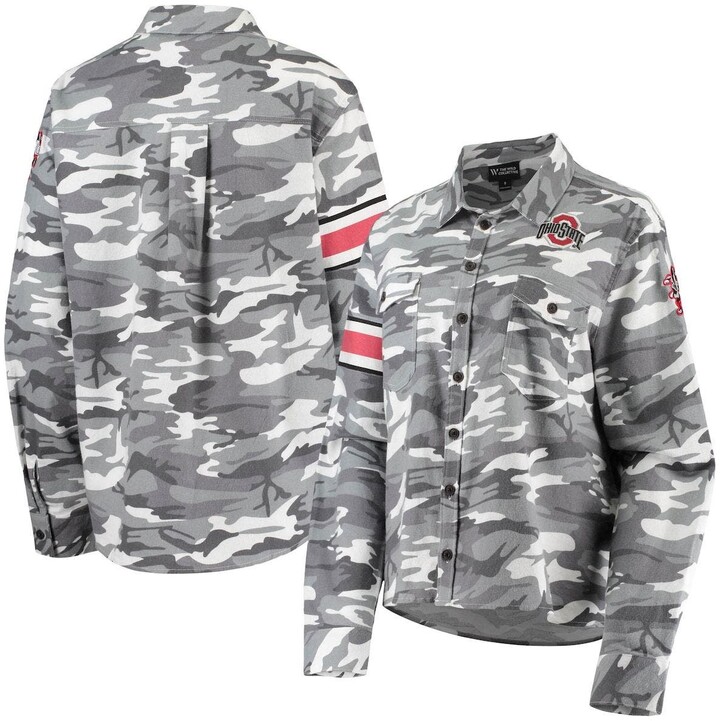 Women's The Wild Collective Gray Ohio State Buckeyes Camo Flannel ...