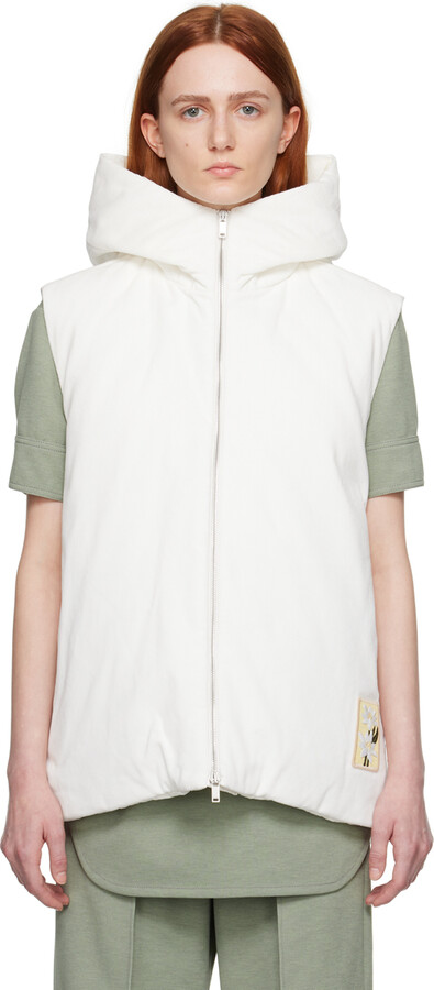 Jil Sander White Hooded Down Vest - ShopStyle