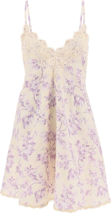 Zimmermann Mini Linen Dress With Lace Trim - ShopStyle
