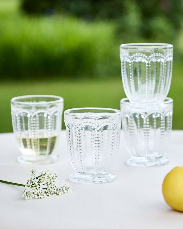 Dibor Set of 4 Vintage Luxury Clear Embossed Short Drinking Glass ...
