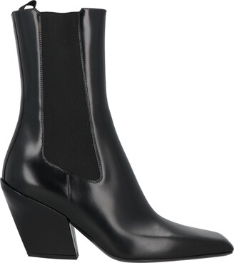 Prada Logo Plaque Ankle Boots - ShopStyle