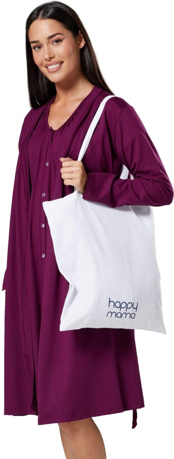 HAPPY MAMA Women's Maternity Hospital Bag Set Delivery Nightie & Robe ...