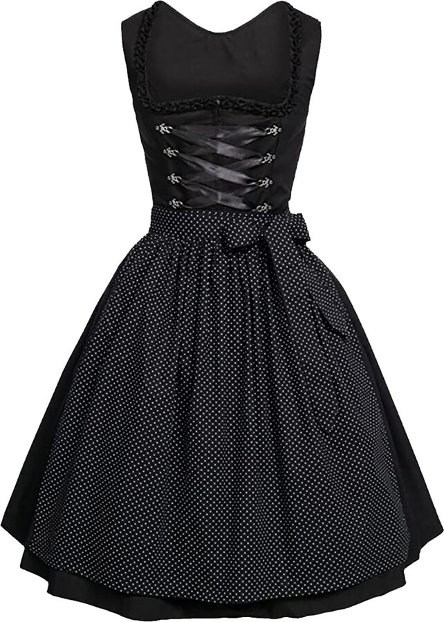 YANFJHV Large German Women's Square Neck Oktoberfest Beer Tie Dress ...