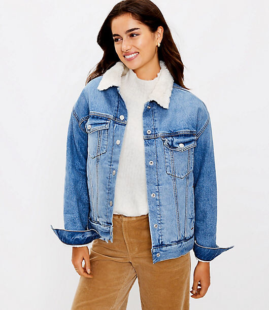 LOFT Sherpa Lined Denim Trucker Jacket - ShopStyle