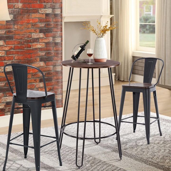 Andeworld Bar Table Pub Table Bar Height Table Tall Bistro Round Bar ...