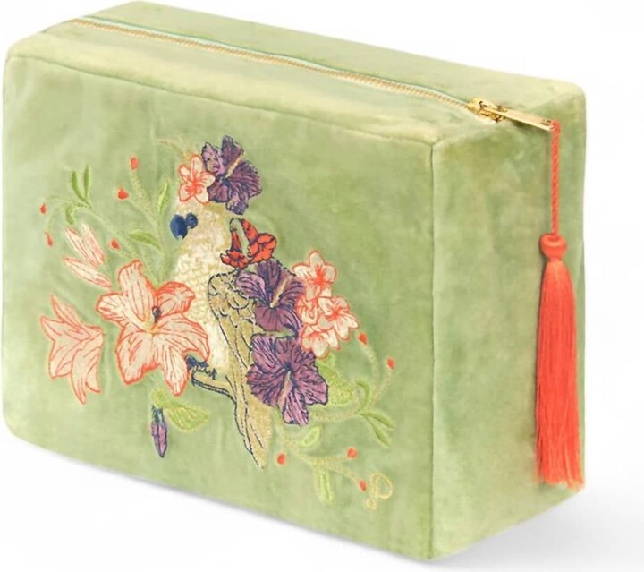 POWDER Velvet Cockatoo Vanity Bag In Sage - ShopStyle Clutches