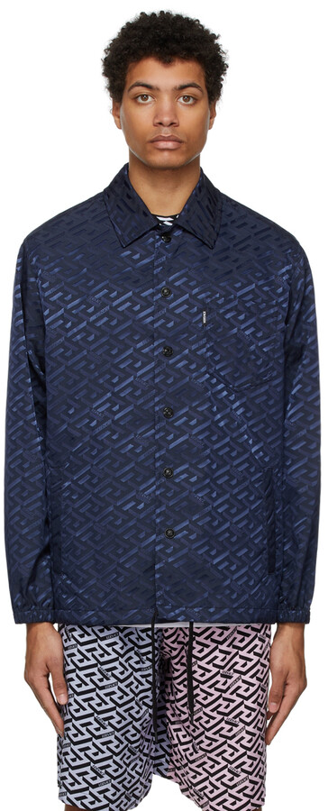 Versace Navy Nylon La Greca Jacket - ShopStyle