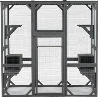 shinyswan Weatherproof Outdoor Cat House Catio Enclosure with Cover ...