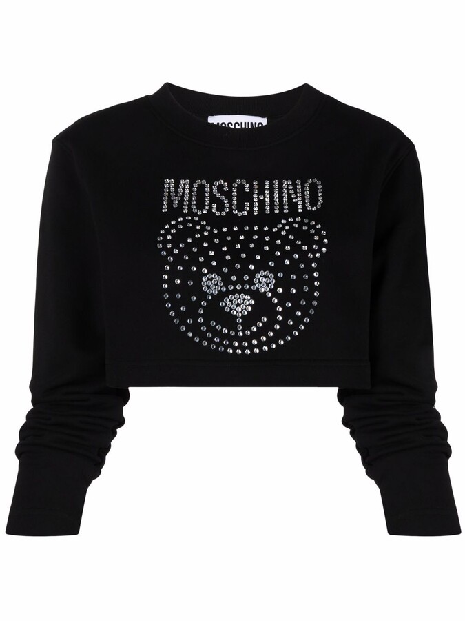 Moschino crystal-embellished Teddy Bear cropped top - ShopStyle
