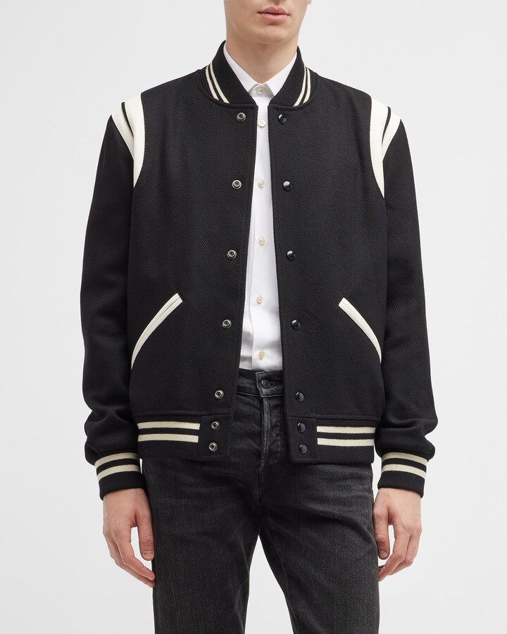 Saint Laurent Teddy Wool-Blend Bomber Jacket - ShopStyle