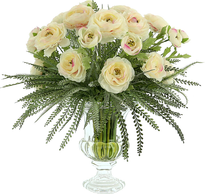 Creative Displays Ranunculus Floral Arrangement in Glass Pedestal Vase ...