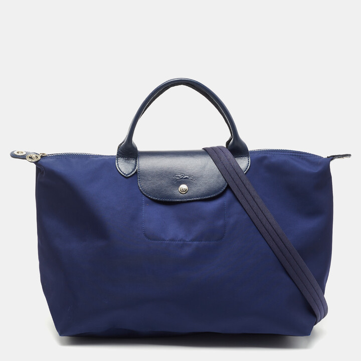 Longchamp Blue Nylon and Leather Le Pliage Tote - ShopStyle