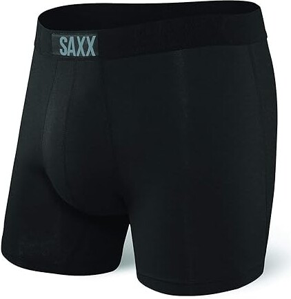 SAXX UNDERWEAR Vibe Super Soft Boxer Brief (Black/Black) Men's ...
