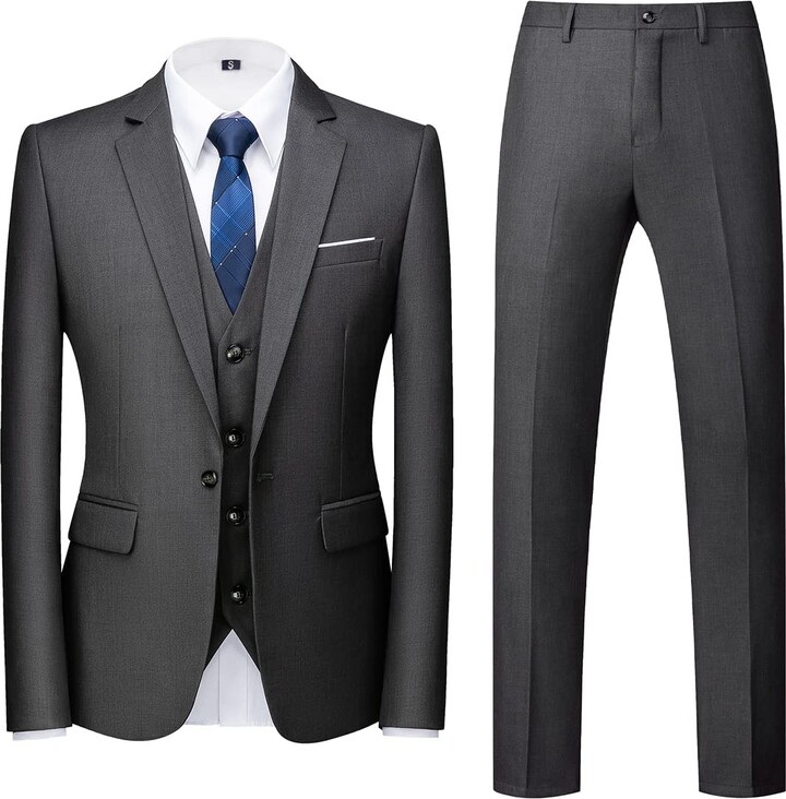 Allthemen Mens Suits 3 Piece Regular Fit Wedding Formal Dress Suit One ...
