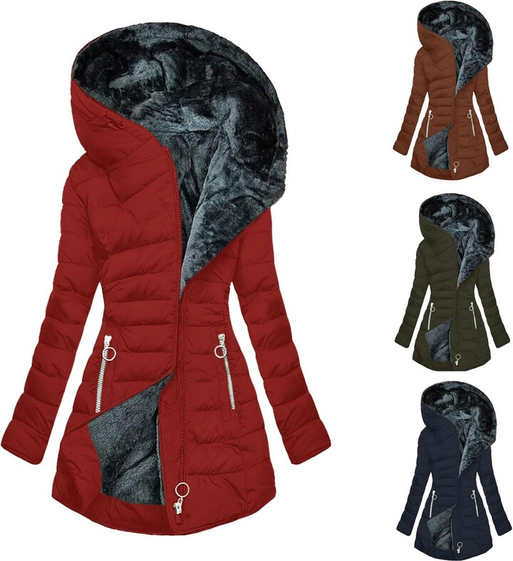 Generic Winter Jacket for Women UK Ladies Fleece Lined Jacket Thick ...
