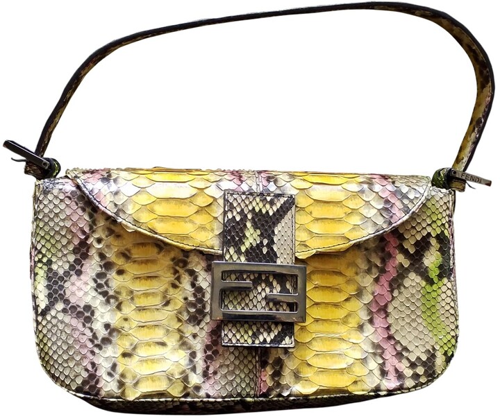Fendi yellow Python Handbags - ShopStyle Bags
