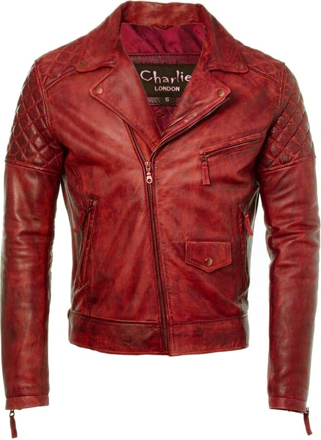 Charlie LONDON Mens Diamond Biker Style Leather Biker Jacket : Soltau ...