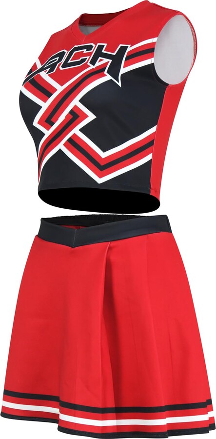 Voslett 2 Piece Women Cheerleader Costume Top Skirt Sets Cosplay Cheer ...
