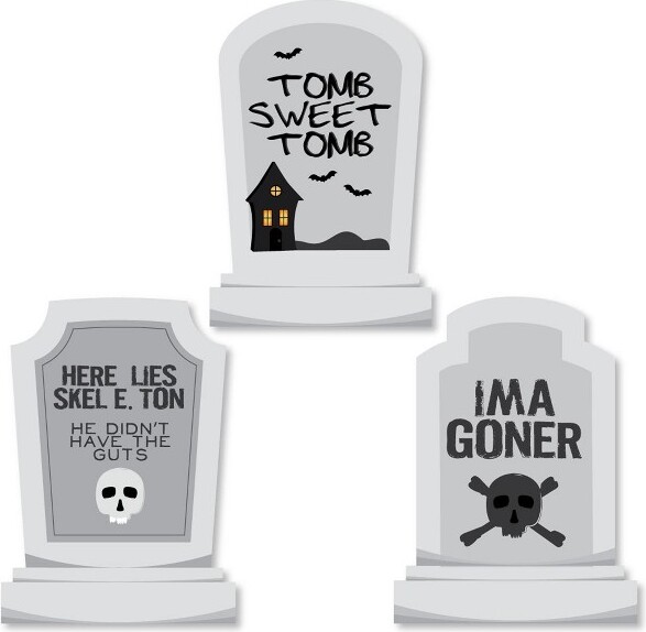 Big Dot of Happiness Graveyard Tombstones - DIY Shaped Halloween Party ...