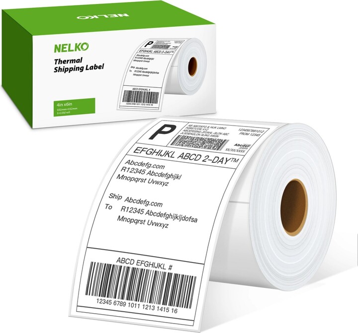 Nelko Genuine 4x6 Direct Thermal Shipping Label 220 Labels/1 Roll 4x6 ...