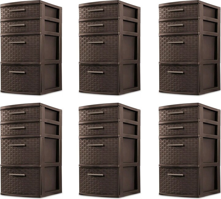 Sterilite 26226P02 4 Drawer Organizer Storage Tower with Medium Weave ...