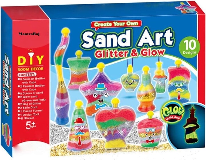 MANTRARAJ Premium DIY 10 PC Sand Art Glitter and Glow Art Kit for Kids ...