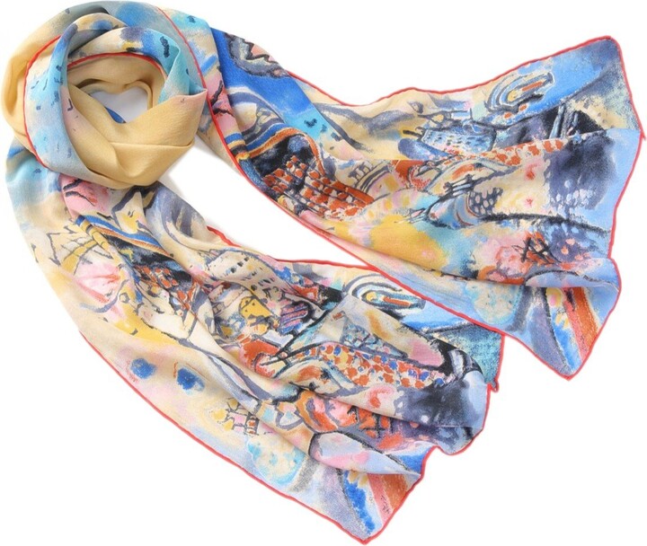 Prettystern long silk scarf 160cm hand-rolled artist Wassily Kandinsky ...
