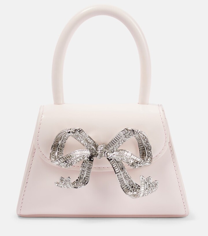 Self-Portrait The Bow Micro leather tote bag - ShopStyle