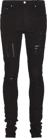 Amiri Leather Core Logo Jean in Black - ShopStyle