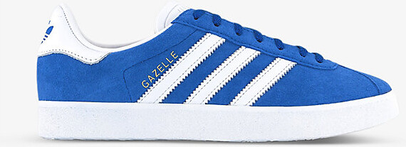 adidas Mens Royal Blue White Gold ME Gazelle 85 3 Stripes-embroidered ...