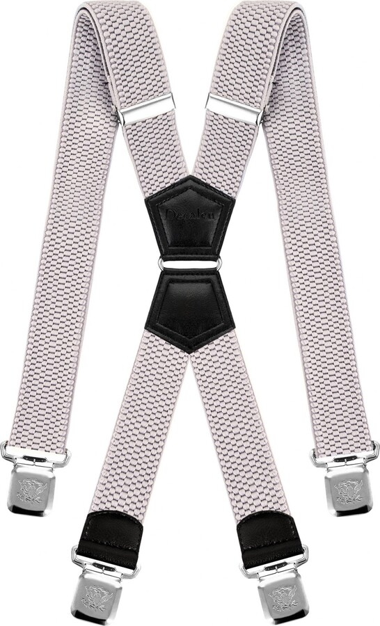 Decalen Mens Braces X Style Very Strong Clips Adjustable One Size Fits ...