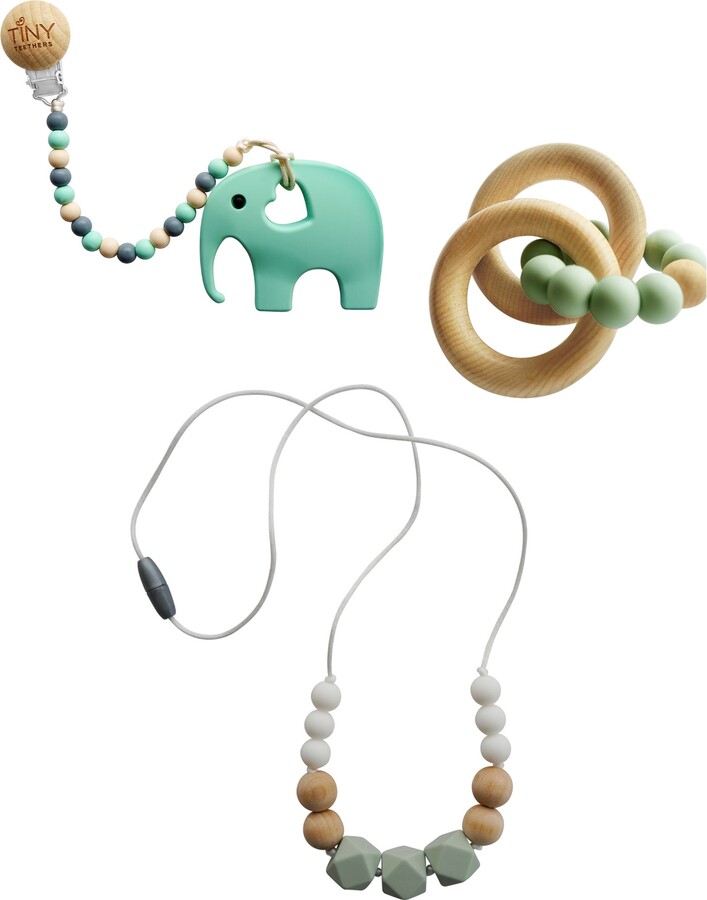 Tiny Teethers Designs 3 Stories Trading Tiny Teethers Infant 3 Piece Silicone And Beech Wood ...