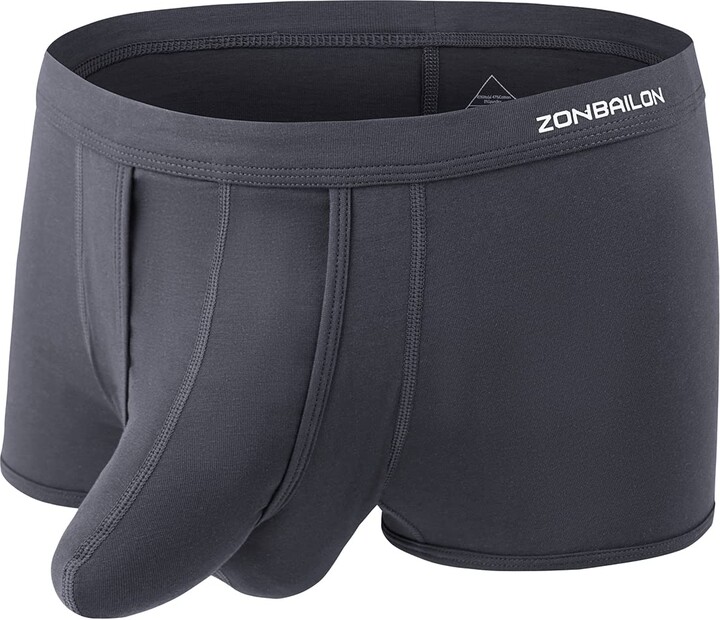 ZONBAILON Men's Dual Pouch Underwear Short Leg Bulge Boxer Briefs ...