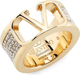 Valentino Garavani VLOGO Cutout Crystal Embellished Ring - ShopStyle