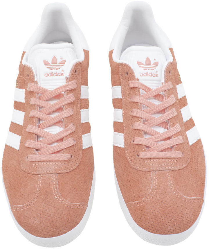 adidas Womens Peach Gazelle Perf Suede Trainers - ShopStyle